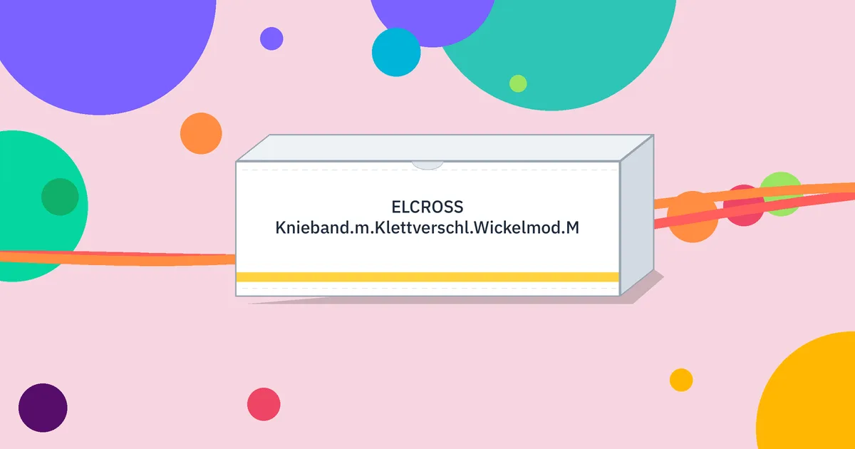 Symbolbild: Packung mit der Aufschrift ELCROSS Knieband.m.Klettverschl.Wickelmod.M (PZN 06432396) – Verfügbarkeit und Bezug in Apotheken in Frankfurt am Main