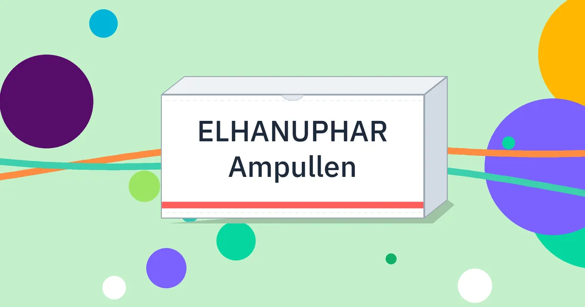 Symbolbild: Packung mit der Aufschrift ELHANUPHAR Ampullen (PZN 04189939) – Verfügbarkeit und Bezug in Apotheken in Frankfurt am Main