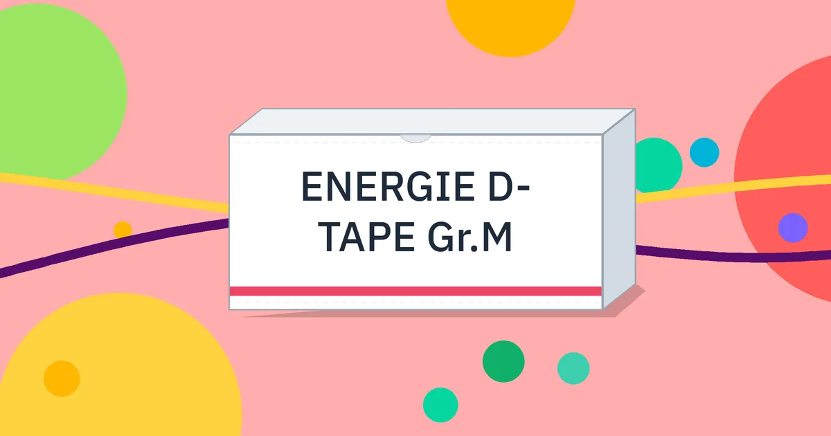 Symbolbild: Packung mit der Aufschrift ENERGIE D-TAPE Gr.M (PZN 20634161) – Verfügbarkeit und Bezug in Apotheken in Frankfurt am Main