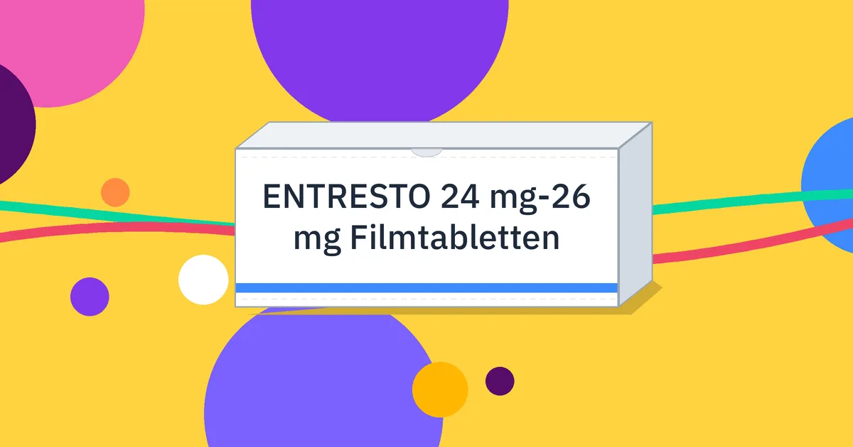 Symbolbild: Packung mit der Aufschrift ENTRESTO 24 mg-26 mg Filmtabletten (PZN 11536057) – Verfügbarkeit und Bezug in Apotheken in Frankfurt am Main