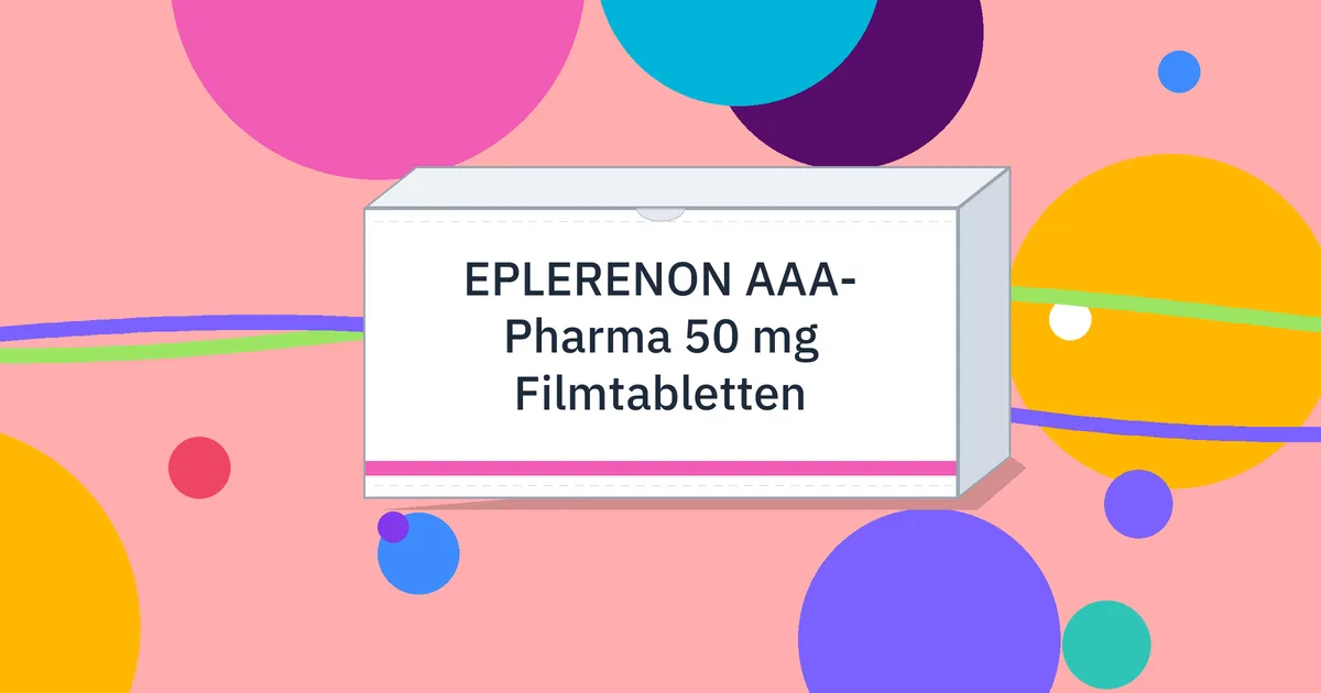 Symbolbild: Packung mit der Aufschrift EPLERENON AAA-Pharma 50 mg Filmtabletten (PZN 16875947) – Verfügbarkeit und Bezug in Apotheken in Frankfurt am Main