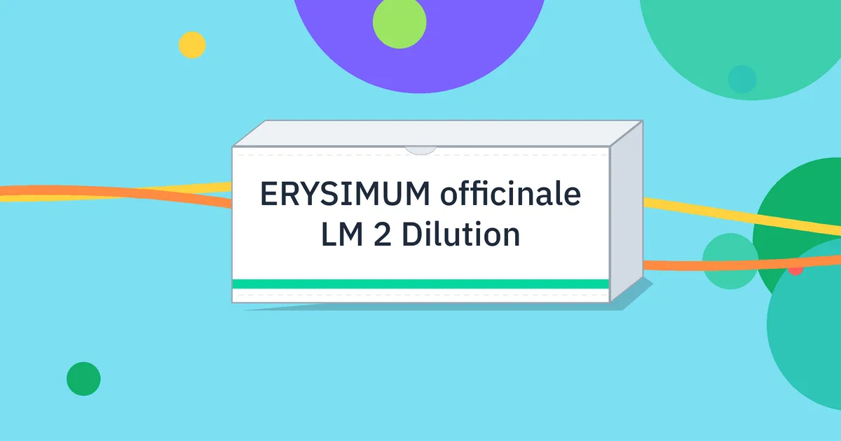 Symbolbild: Packung mit der Aufschrift ERYSIMUM officinale LM 2 Dilution (PZN 13479352) – Verfügbarkeit und Bezug in Apotheken in Frankfurt am Main