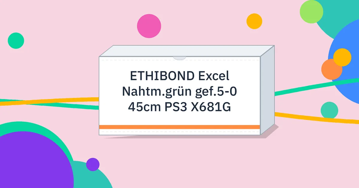 Symbolbild: Packung mit der Aufschrift ETHIBOND Excel Nahtm.grün gef.5-0 45cm PS3 X681G (PZN 16249954) – Verfügbarkeit und Bezug in Apotheken in Frankfurt am Main