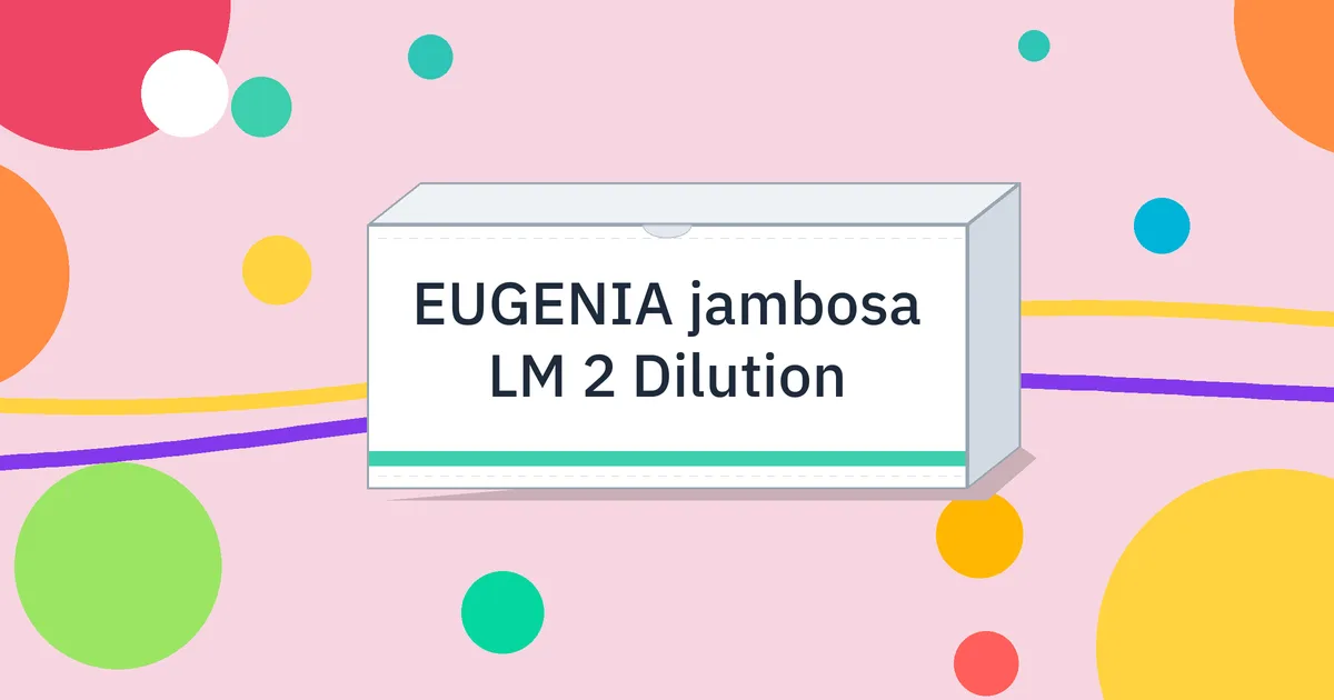 Symbolbild: Packung mit der Aufschrift EUGENIA jambosa LM 2 Dilution (PZN 13480786) – Verfügbarkeit und Bezug in Apotheken in Frankfurt am Main