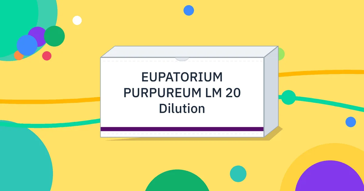 Symbolbild: Packung mit der Aufschrift EUPATORIUM PURPUREUM LM 20 Dilution (PZN 13481478) – Verfügbarkeit und Bezug in Apotheken in Frankfurt am Main