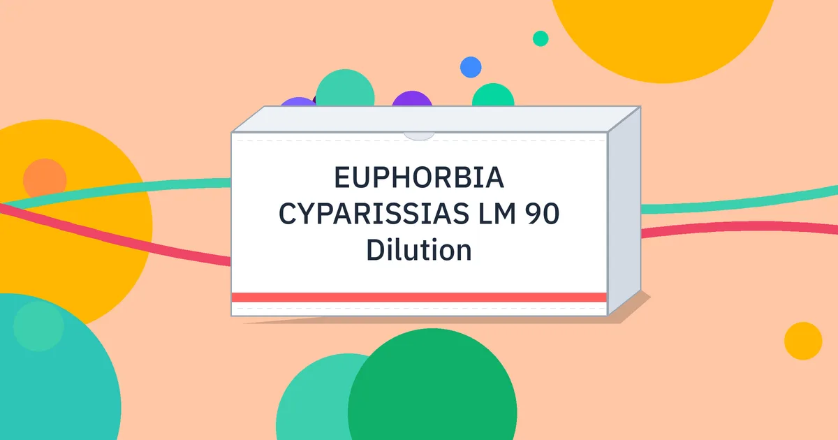 Symbolbild: Packung mit der Aufschrift EUPHORBIA CYPARISSIAS LM 90 Dilution (PZN 13482101) – Verfügbarkeit und Bezug in Apotheken in Frankfurt am Main
