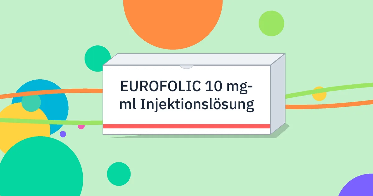 Symbolbild: Packung mit der Aufschrift EUROFOLIC 10 mg-ml Injektionslösung (PZN 18232461) – Verfügbarkeit und Bezug in Apotheken in Frankfurt am Main