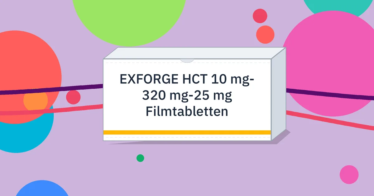 Symbolbild: Packung mit der Aufschrift EXFORGE HCT 10 mg-320 mg-25 mg Filmtabletten (PZN 17971015) – Verfügbarkeit und Bezug in Apotheken in Frankfurt am Main