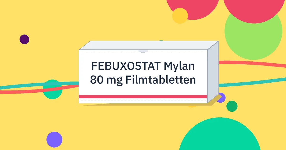 Symbolbild: Packung mit der Aufschrift FEBUXOSTAT Mylan 80 mg Filmtabletten (PZN 14328112) – Verfügbarkeit und Bezug in Apotheken in Frankfurt am Main