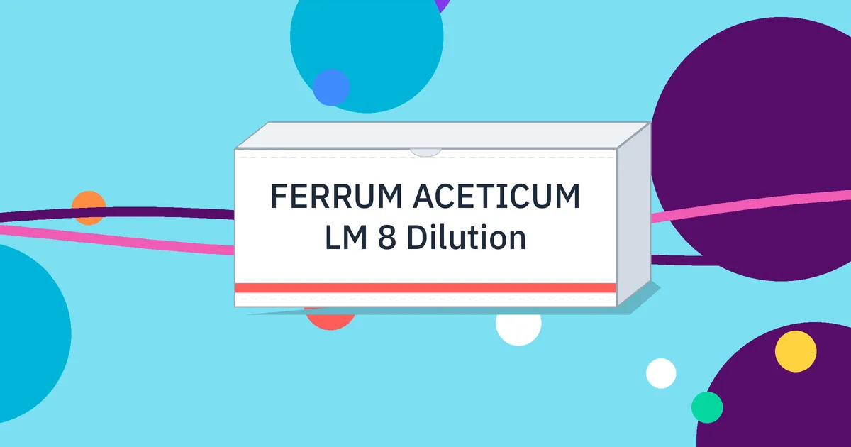 Symbolbild: Packung mit der Aufschrift FERRUM ACETICUM LM 8 Dilution (PZN 13488279) – Verfügbarkeit und Bezug in Apotheken in Frankfurt am Main