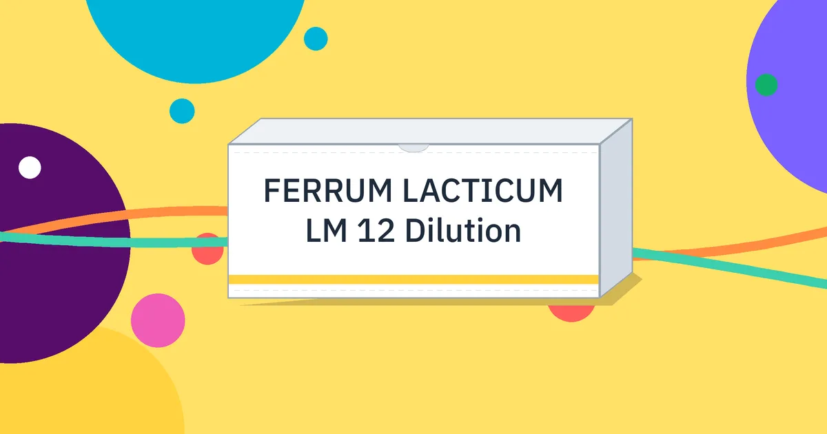 Symbolbild: Packung mit der Aufschrift FERRUM LACTICUM LM 12 Dilution (PZN 12849396) – Verfügbarkeit und Bezug in Apotheken in Frankfurt am Main