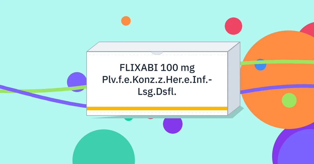 Symbolbild: Packung mit der Aufschrift FLIXABI 100 mg Plv.f.e.Konz.z.Her.e.Inf.-Lsg.Dsfl. (PZN 15386264) – Verfügbarkeit und Bezug in Apotheken in Frankfurt am Main