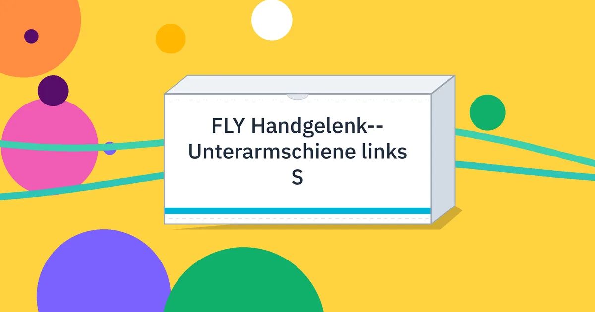 Symbolbild: Packung mit der Aufschrift FLY Handgelenk--Unterarmschiene links S (PZN 10539504) – Verfügbarkeit und Bezug in Apotheken in Frankfurt am Main