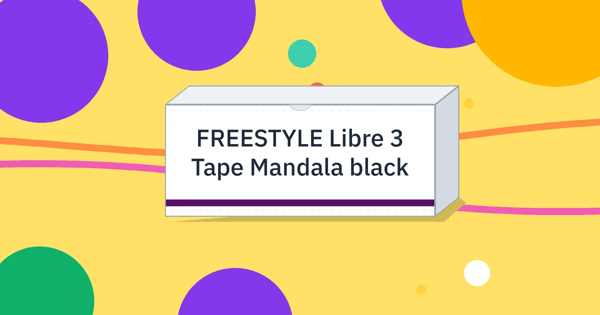 Symbolbild: Packung mit der Aufschrift FREESTYLE Libre 3 Tape Mandala black (PZN 18178566) – Verfügbarkeit und Bezug in Apotheken in Frankfurt am Main