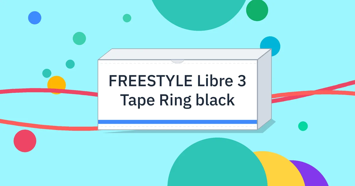 Symbolbild: Packung mit der Aufschrift FREESTYLE Libre 3 Tape Ring black (PZN 18178394) – Verfügbarkeit und Bezug in Apotheken in Frankfurt am Main