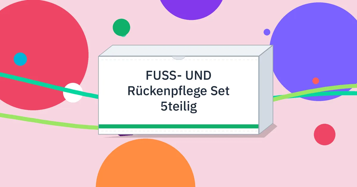 Symbolbild: Packung mit der Aufschrift FUSS- UND Rückenpflege Set 5teilig (PZN 19073800) – Verfügbarkeit und Bezug in Apotheken in Frankfurt am Main