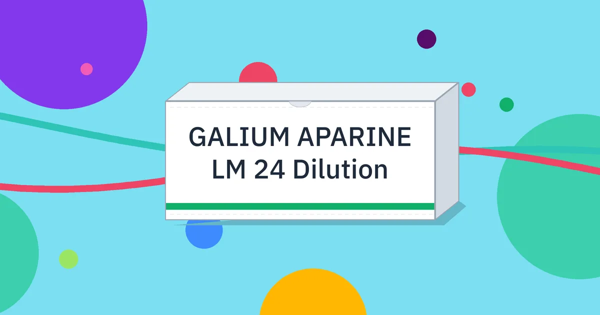 Symbolbild: Packung mit der Aufschrift GALIUM APARINE LM 24 Dilution (PZN 13497278) – Verfügbarkeit und Bezug in Apotheken in Frankfurt am Main