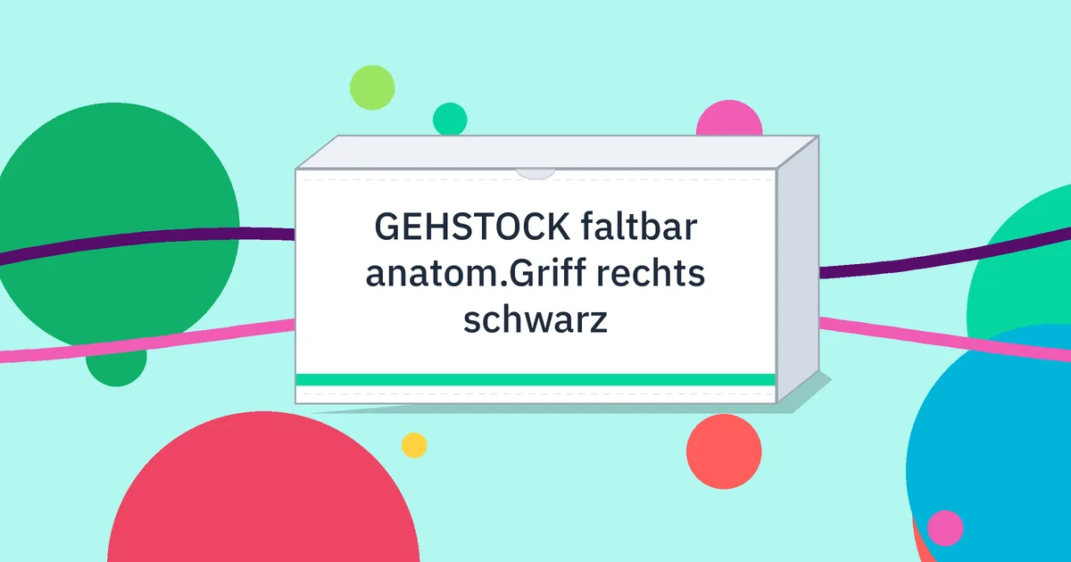 Symbolbild: Packung mit der Aufschrift GEHSTOCK faltbar anatom.Griff rechts schwarz (PZN 01036508) – Verfügbarkeit und Bezug in Apotheken in Frankfurt am Main