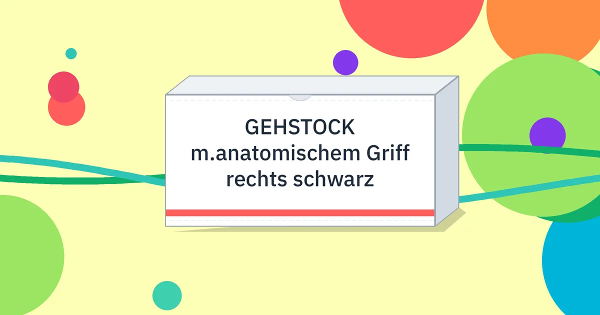 Symbolbild: Packung mit der Aufschrift GEHSTOCK m.anatomischem Griff rechts schwarz (PZN 06682532) – Verfügbarkeit und Bezug in Apotheken in Frankfurt am Main