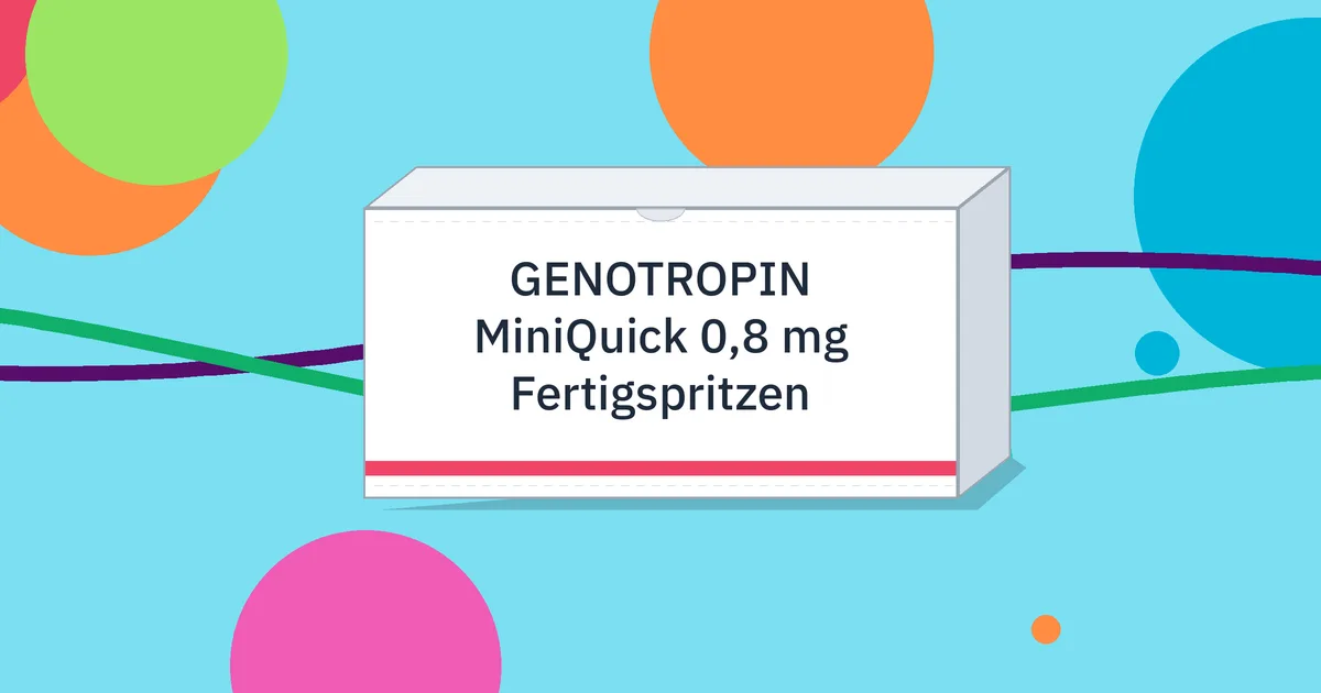 Symbolbild: Packung mit der Aufschrift GENOTROPIN MiniQuick 0,8 mg Fertigspritzen (PZN 08630611) – Verfügbarkeit und Bezug in Apotheken in Frankfurt am Main