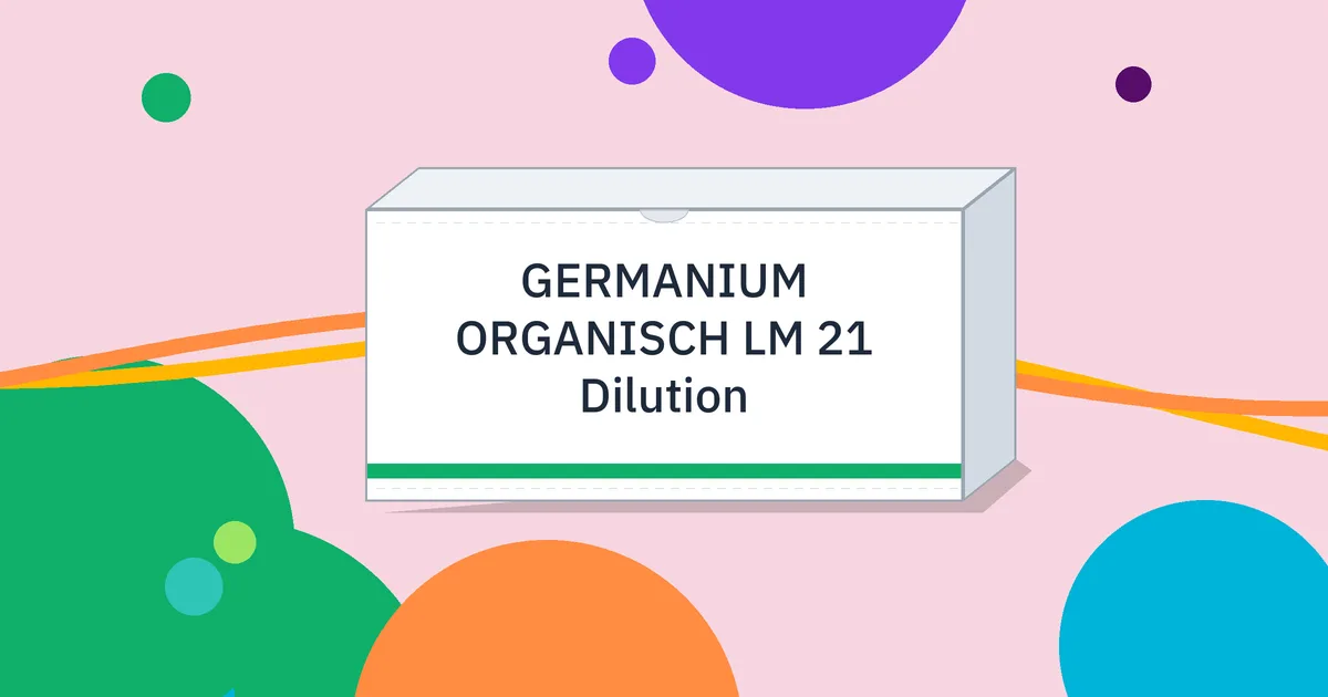 Symbolbild: Packung mit der Aufschrift GERMANIUM ORGANISCH LM 21 Dilution (PZN 16363868) – Verfügbarkeit und Bezug in Apotheken in Frankfurt am Main