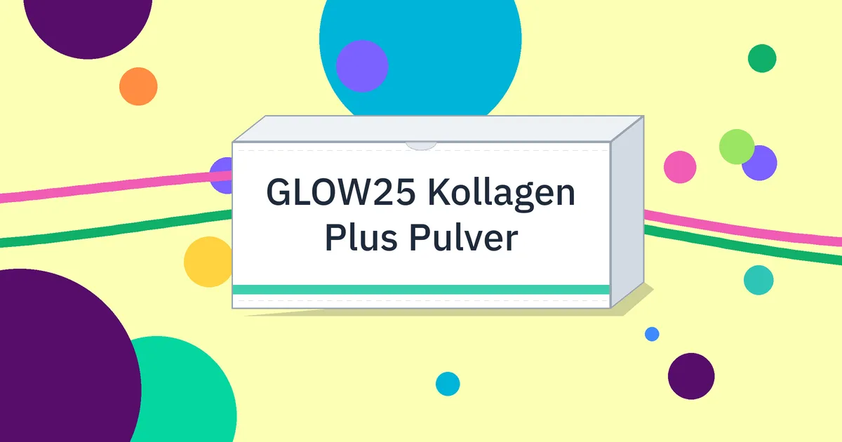 Symbolbild: Packung mit der Aufschrift GLOW25 Kollagen Plus Pulver (PZN 20869504) – Verfügbarkeit und Bezug in Apotheken in Frankfurt am Main
