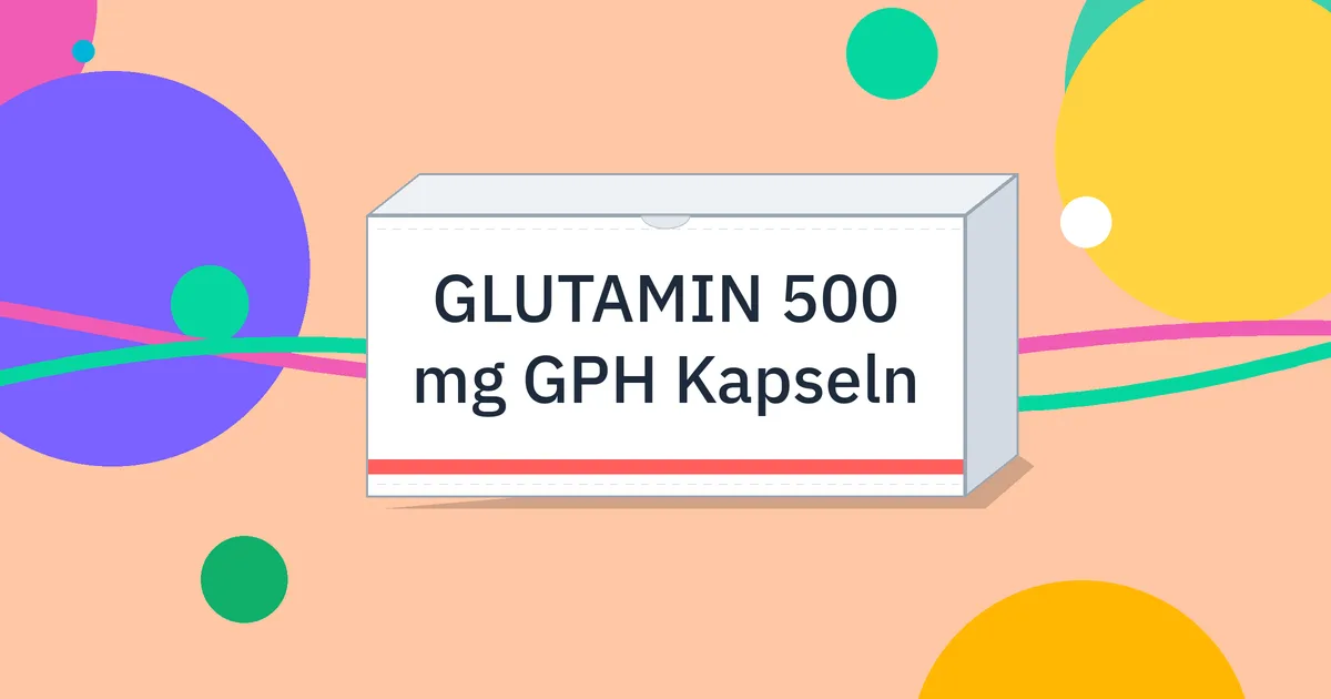 Symbolbild: Packung mit der Aufschrift GLUTAMIN 500 mg GPH Kapseln (PZN 00128042) – Verfügbarkeit und Bezug in Apotheken in Frankfurt am Main