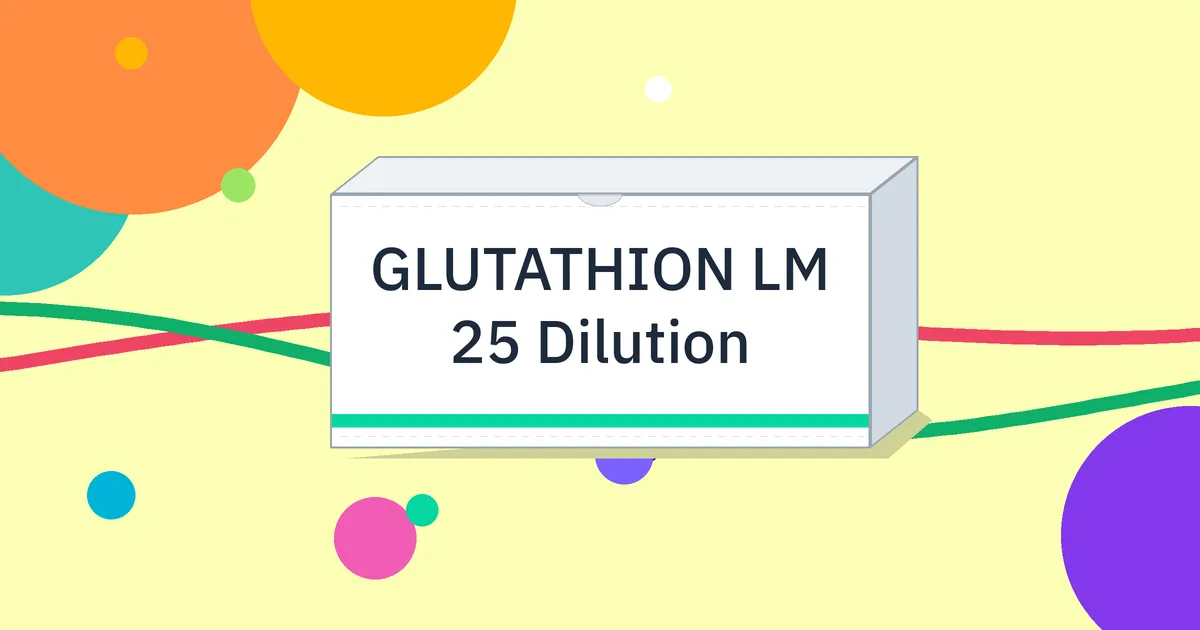 Symbolbild: Packung mit der Aufschrift GLUTATHION LM 25 Dilution (PZN 12880035) – Verfügbarkeit und Bezug in Apotheken in Frankfurt am Main