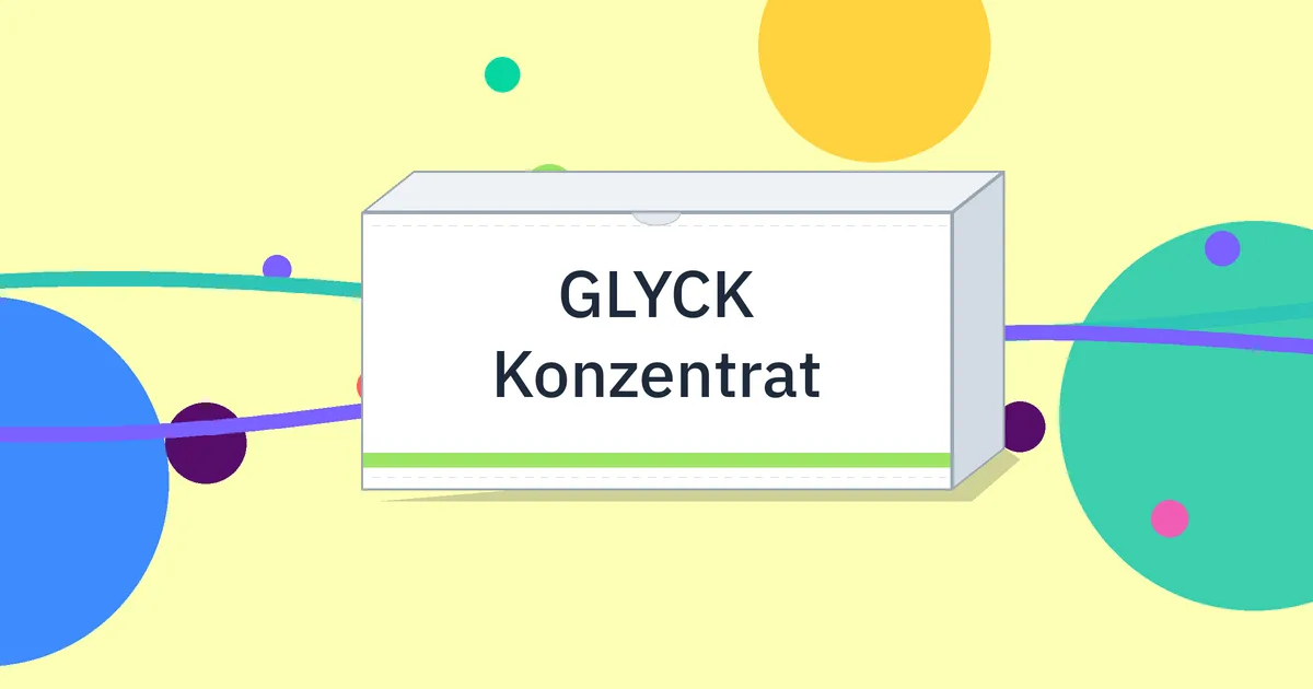 Symbolbild: Packung mit der Aufschrift GLYCK Konzentrat (PZN 12614724) – Verfügbarkeit und Bezug in Apotheken in Frankfurt am Main