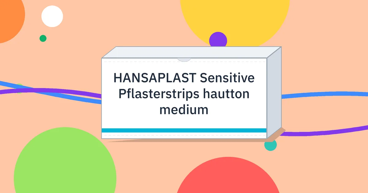 Symbolbild: Packung mit der Aufschrift HANSAPLAST Sensitive Pflasterstrips hautton medium (PZN 17441984) – Verfügbarkeit und Bezug in Apotheken in Frankfurt am Main