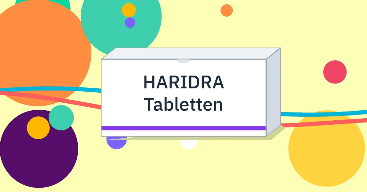 Symbolbild: Packung mit der Aufschrift HARIDRA Tabletten (PZN 20606207) – Verfügbarkeit und Bezug in Apotheken in Frankfurt am Main