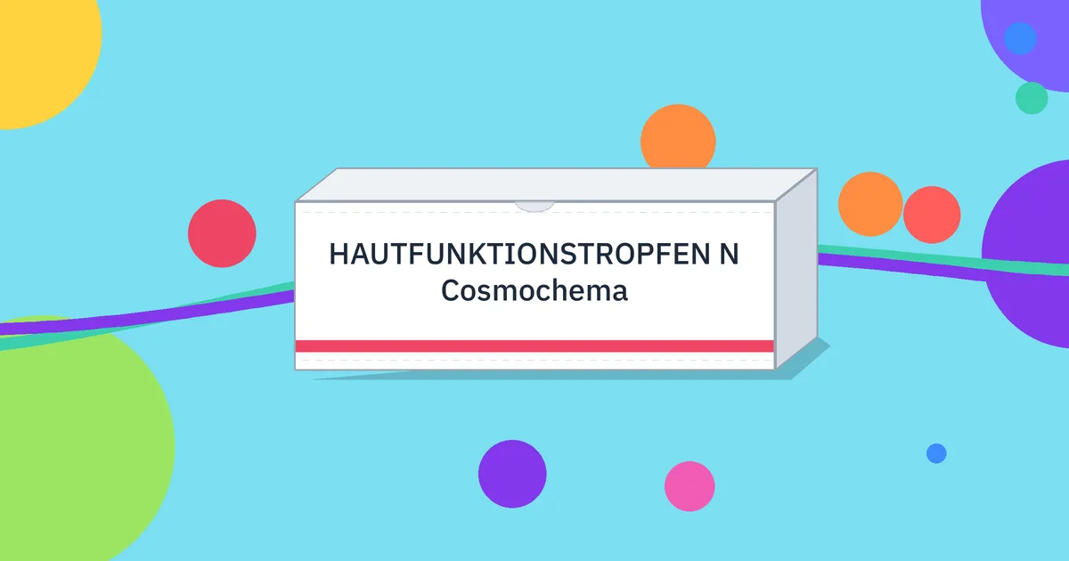 Symbolbild: Packung mit der Aufschrift HAUTFUNKTIONSTROPFEN N Cosmochema (PZN 03914947) – Verfügbarkeit und Bezug in Apotheken in Frankfurt am Main