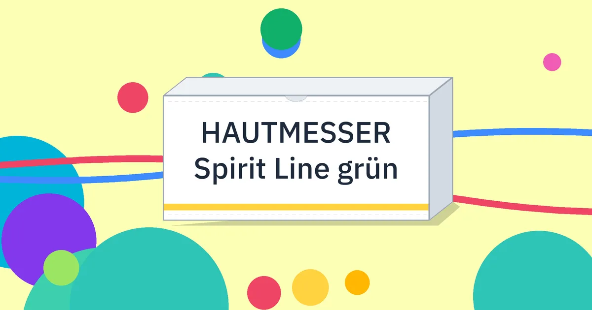 Symbolbild: Packung mit der Aufschrift HAUTMESSER Spirit Line grün (PZN 01516800) – Verfügbarkeit und Bezug in Apotheken in Frankfurt am Main