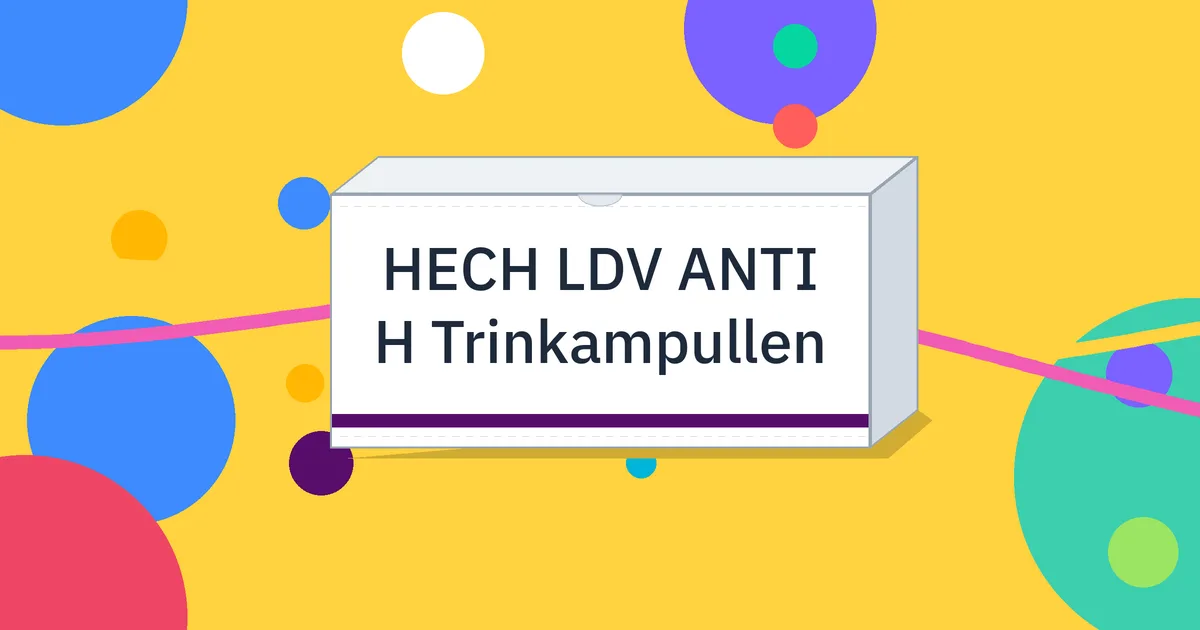 Symbolbild: Packung mit der Aufschrift HECH LDV ANTI H Trinkampullen (PZN 17269462) – Verfügbarkeit und Bezug in Apotheken in Frankfurt am Main
