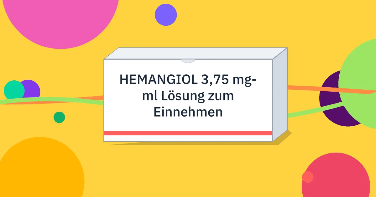 Symbolbild: Packung mit der Aufschrift HEMANGIOL 3,75 mg-ml Lösung zum Einnehmen (PZN 15623391) – Verfügbarkeit und Bezug in Apotheken in Frankfurt am Main