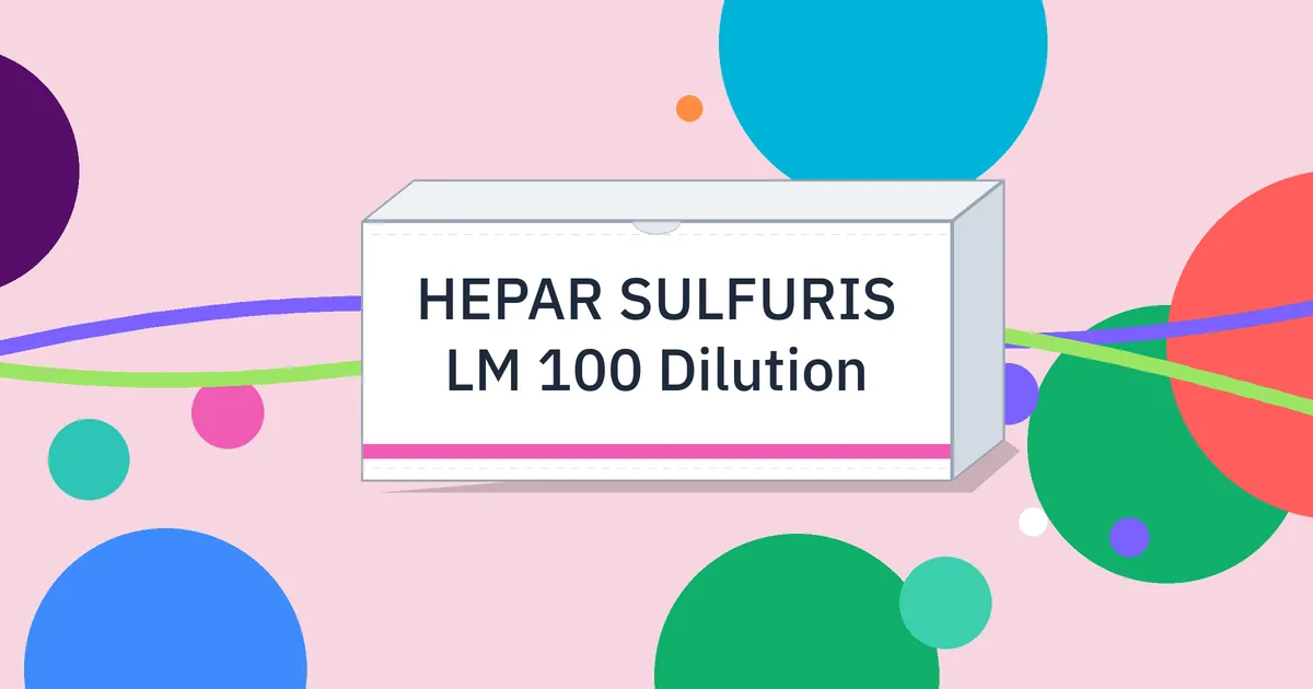 Symbolbild: Packung mit der Aufschrift HEPAR SULFURIS LM 100 Dilution (PZN 12887706) – Verfügbarkeit und Bezug in Apotheken in Frankfurt am Main