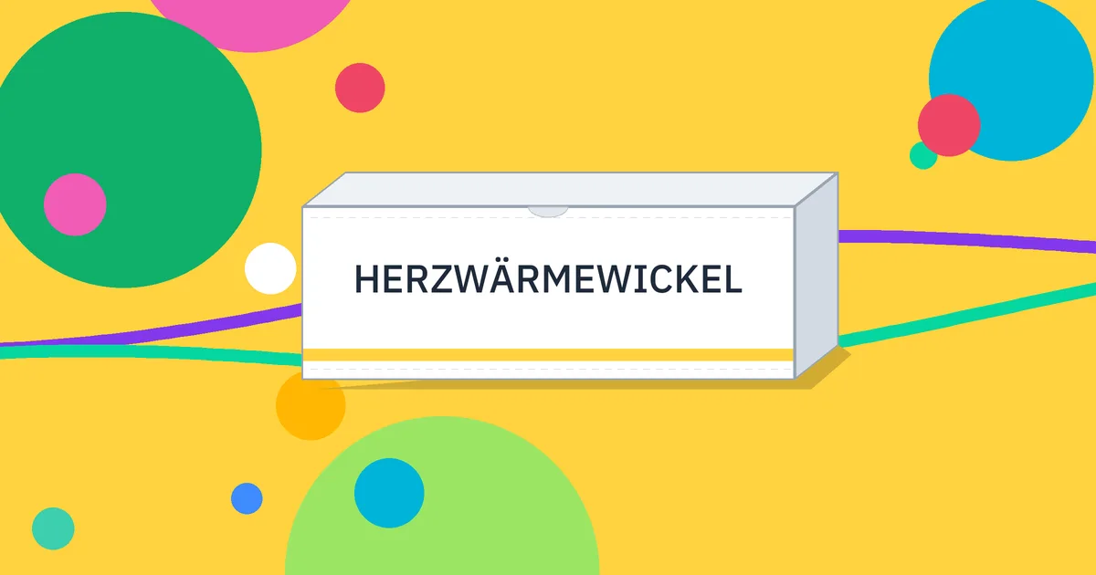 Symbolbild: Packung mit der Aufschrift HERZWÄRMEWICKEL (PZN 19205443) – Verfügbarkeit und Bezug in Apotheken in Frankfurt am Main