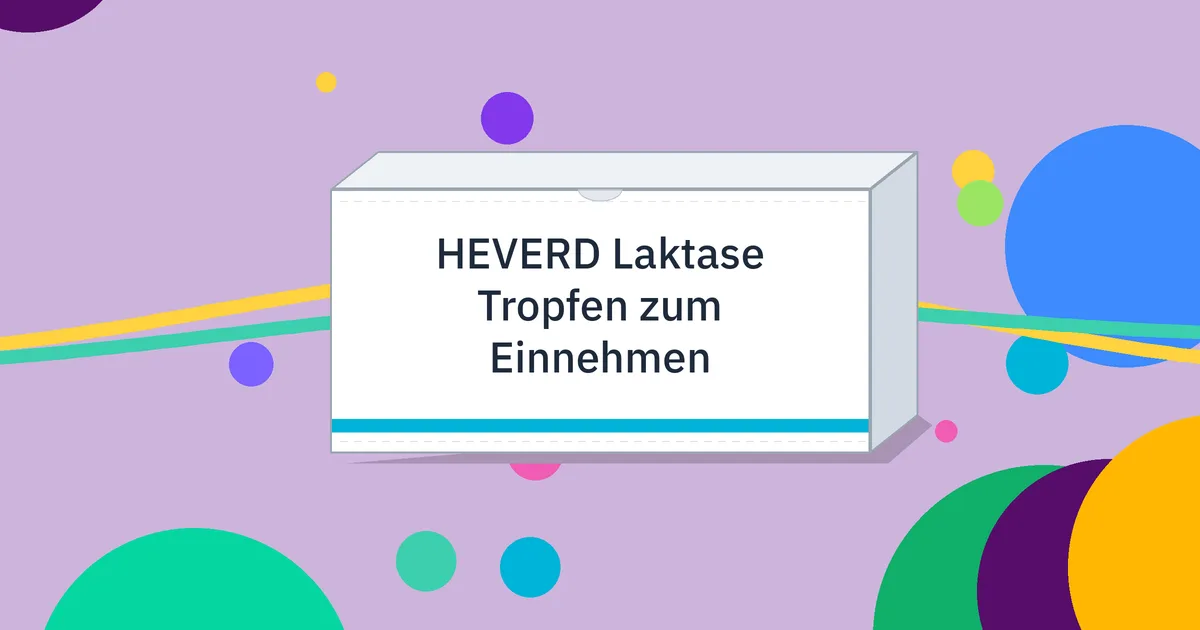 Symbolbild: Packung mit der Aufschrift HEVERD Laktase Tropfen zum Einnehmen (PZN 19891786) – Verfügbarkeit und Bezug in Apotheken in Frankfurt am Main