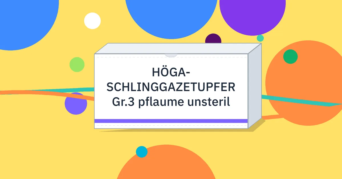 Symbolbild: Packung mit der Aufschrift HÖGA-SCHLINGGAZETUPFER Gr.3 pflaume unsteril (PZN 07127175) – Verfügbarkeit und Bezug in Apotheken in Frankfurt am Main