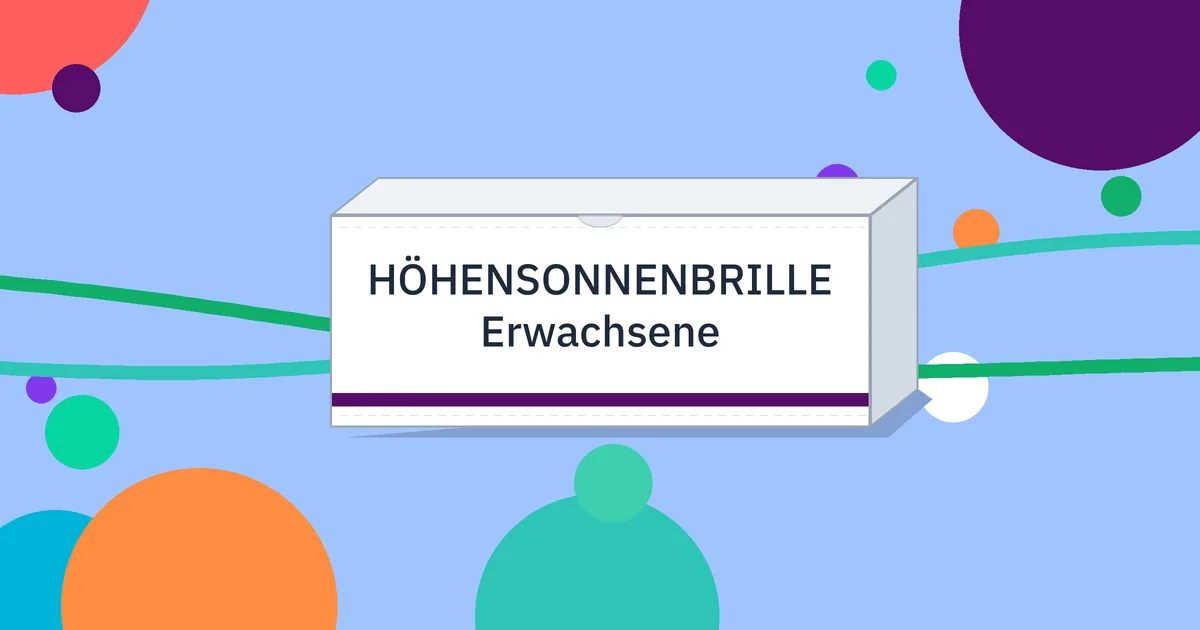 Symbolbild: Packung mit der Aufschrift HÖHENSONNENBRILLE Erwachsene (PZN 01742672) – Verfügbarkeit und Bezug in Apotheken in Frankfurt am Main