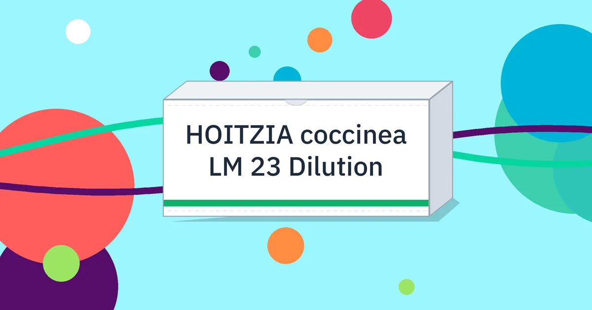 Symbolbild: Packung mit der Aufschrift HOITZIA coccinea LM 23 Dilution (PZN 13554556) – Verfügbarkeit und Bezug in Apotheken in Frankfurt am Main