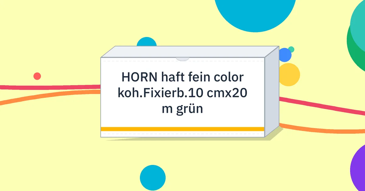 Symbolbild: Packung mit der Aufschrift HORN haft fein color koh.Fixierb.10 cmx20 m grün (PZN 03783681) – Verfügbarkeit und Bezug in Apotheken in Frankfurt am Main