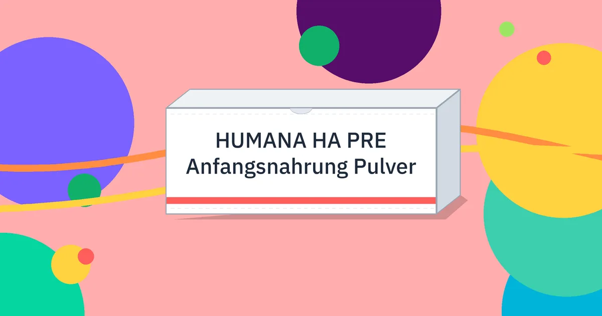 Symbolbild: Packung mit der Aufschrift HUMANA HA PRE Anfangsnahrung Pulver (PZN 04641658) – Verfügbarkeit und Bezug in Apotheken in Frankfurt am Main