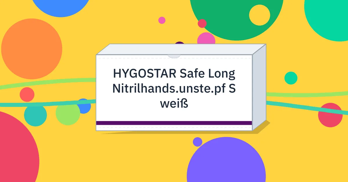 Symbolbild: Packung mit der Aufschrift HYGOSTAR Safe Long Nitrilhands.unste.pf S weiß (PZN 20774896) – Verfügbarkeit und Bezug in Apotheken in Frankfurt am Main