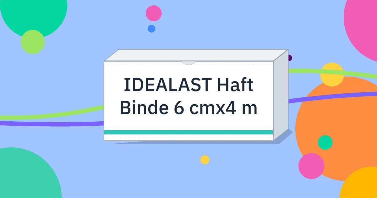 Symbolbild: Packung mit der Aufschrift IDEALAST Haft Binde 6 cmx4 m (PZN 09306539) – Verfügbarkeit und Bezug in Apotheken in Frankfurt am Main