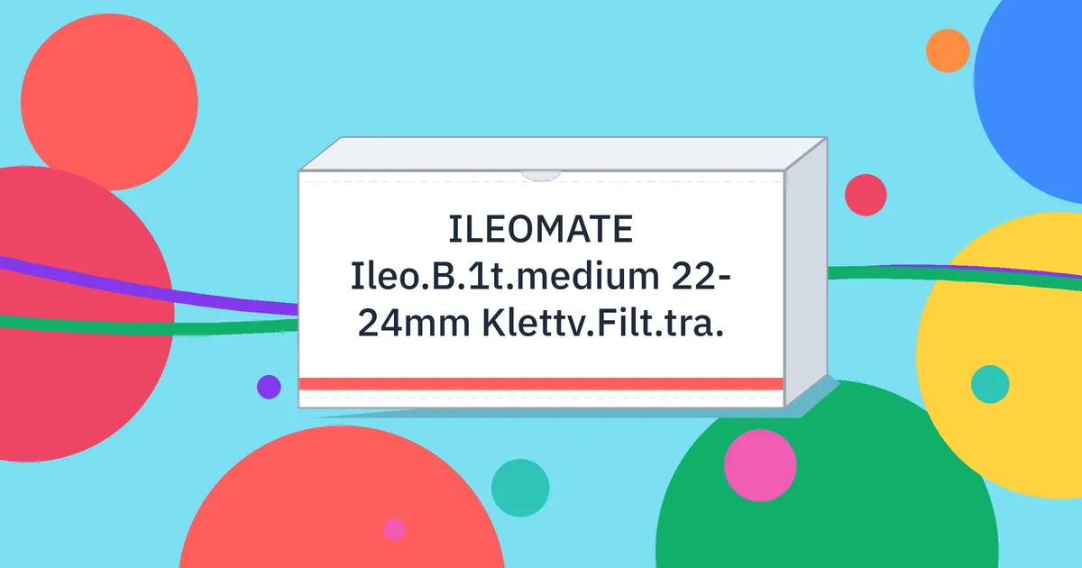 Symbolbild: Packung mit der Aufschrift ILEOMATE Ileo.B.1t.medium 22-24mm Klettv.Filt.tra. (PZN 09175617) – Verfügbarkeit und Bezug in Apotheken in Frankfurt am Main