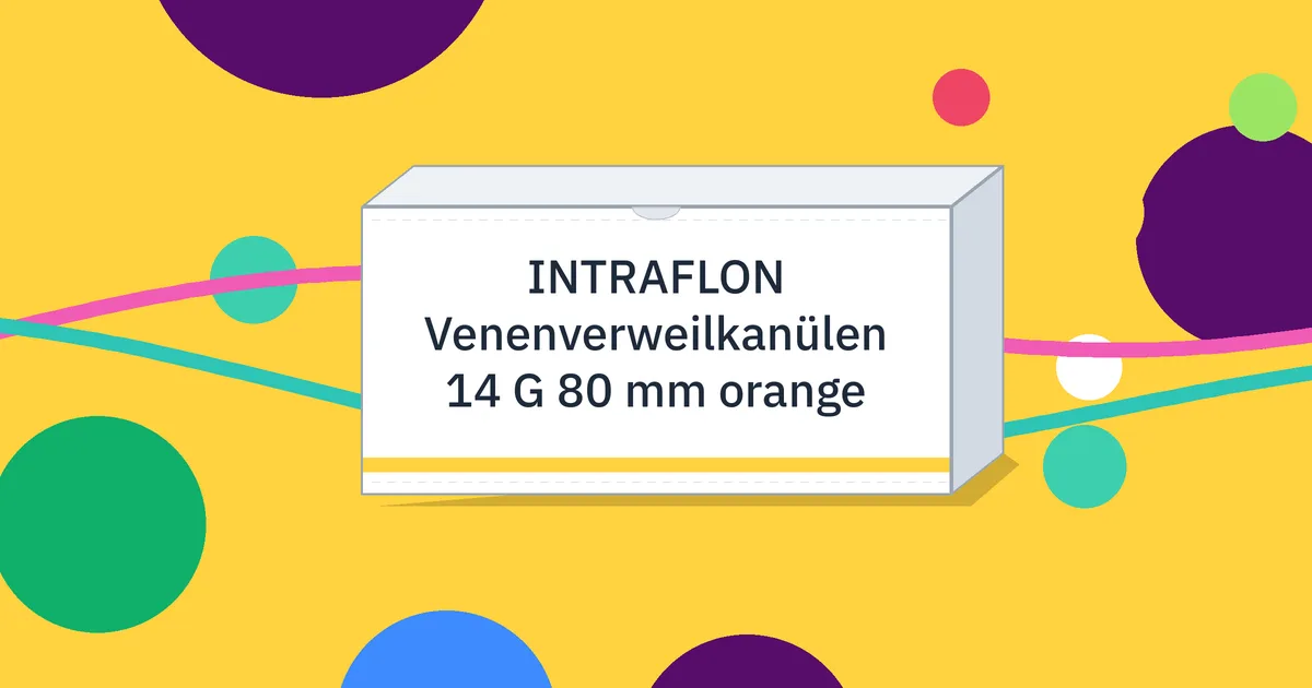 Symbolbild: Packung mit der Aufschrift INTRAFLON Venenverweilkanülen 14 G 80 mm orange (PZN 04120758) – Verfügbarkeit und Bezug in Apotheken in Frankfurt am Main