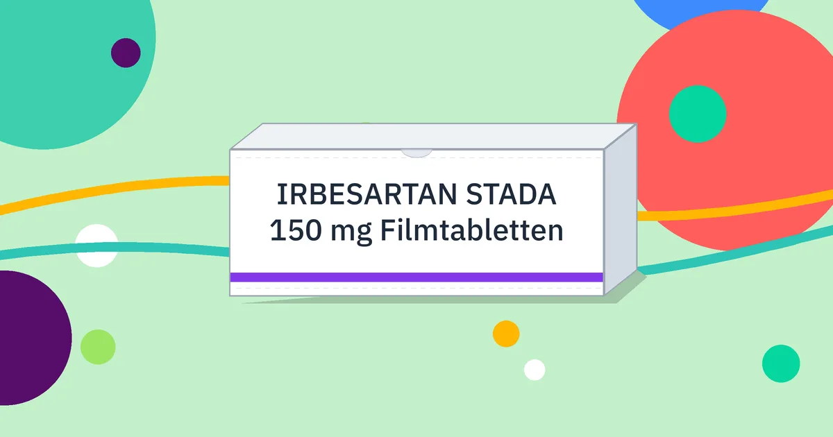 Symbolbild: Packung mit der Aufschrift IRBESARTAN STADA 150 mg Filmtabletten (PZN 09636975) – Verfügbarkeit und Bezug in Apotheken in Frankfurt am Main