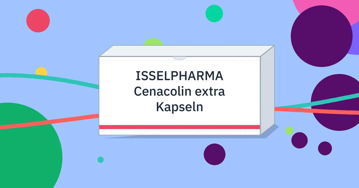Symbolbild: Packung mit der Aufschrift ISSELPHARMA Cenacolin extra Kapseln (PZN 17232157) – Verfügbarkeit und Bezug in Apotheken in Frankfurt am Main