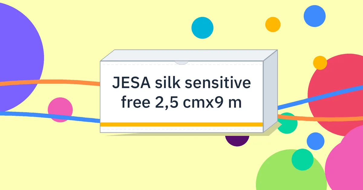 Symbolbild: Packung mit der Aufschrift JESA silk sensitive free 2,5 cmx9 m (PZN 10335463) – Verfügbarkeit und Bezug in Apotheken in Frankfurt am Main
